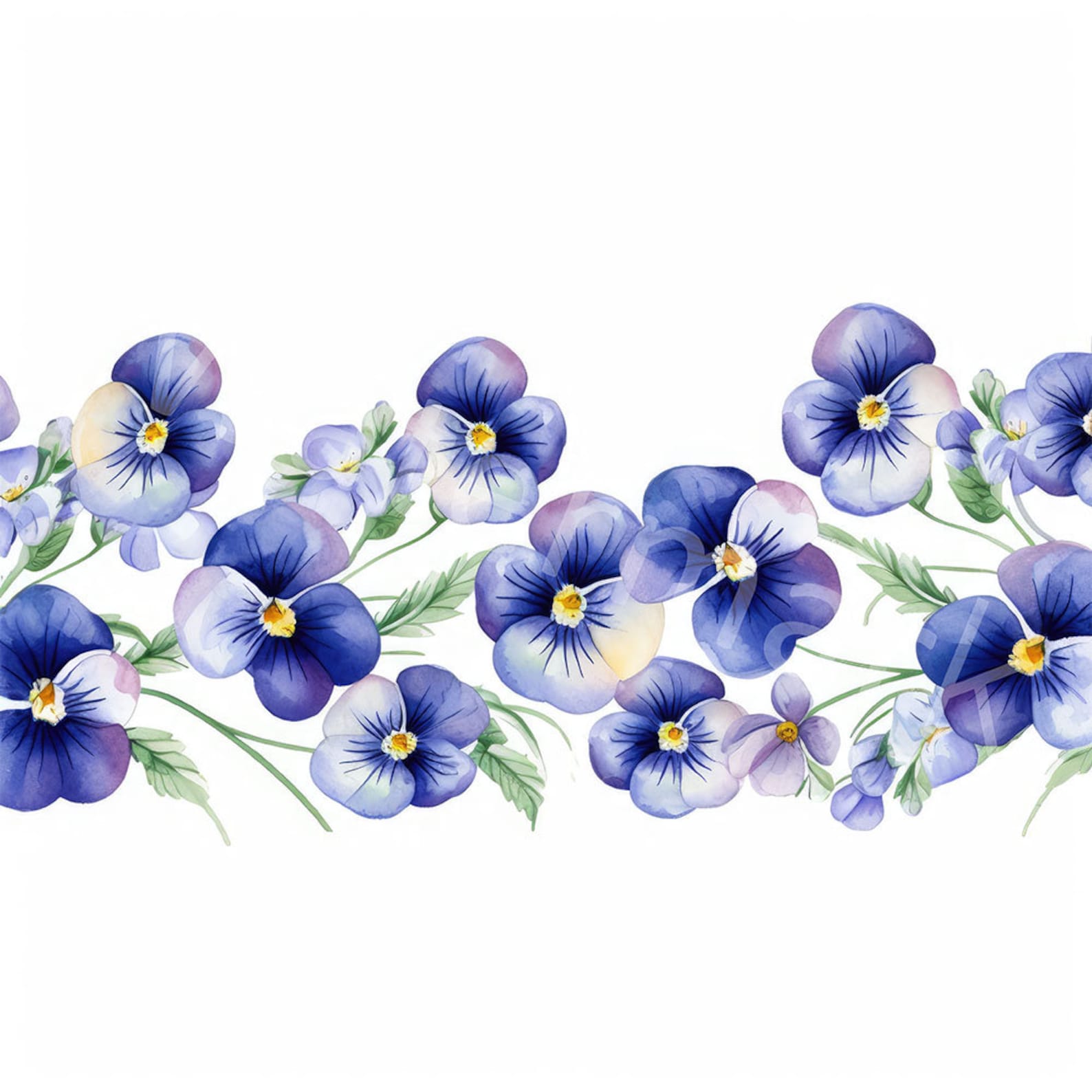 Watercolor Pansies Border Clipart: Floral Card Making (digital Download ...