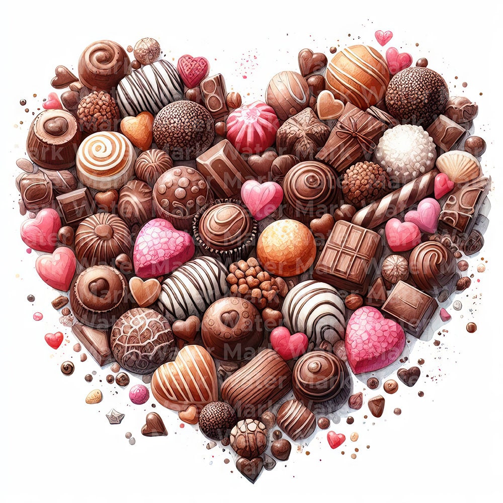 Valentine's Day Heart Clipart, 12 JPG, Digital Download, Chocolate ...