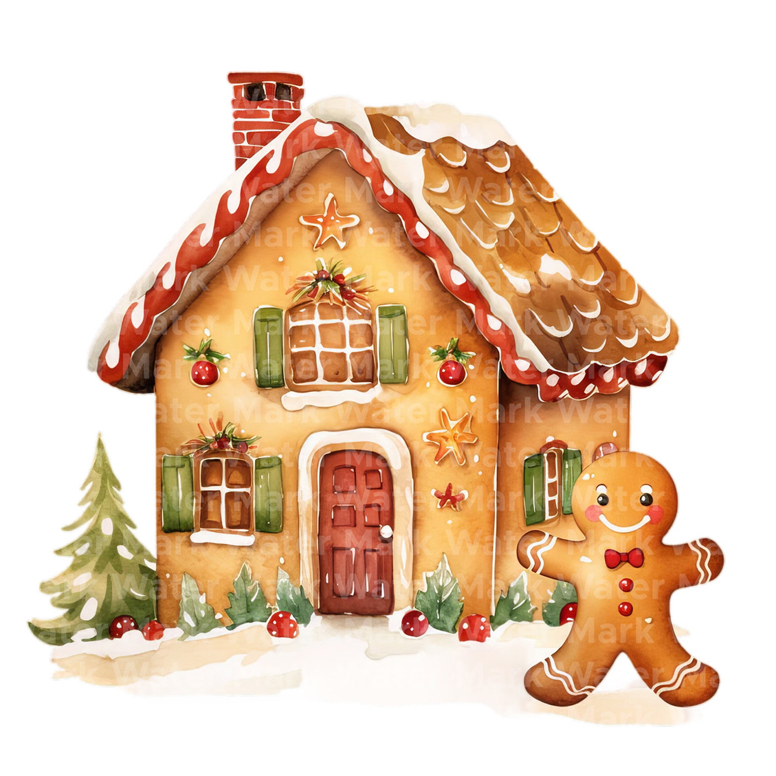 Watercolor Christmas Gingerbread House Clipart (digital Download) - Etsy