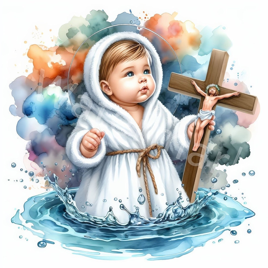 Baptism Baby Boy Clipart, 12 Jpg, Digital Download, Digital Paper Crafts, Religious Clipart ...