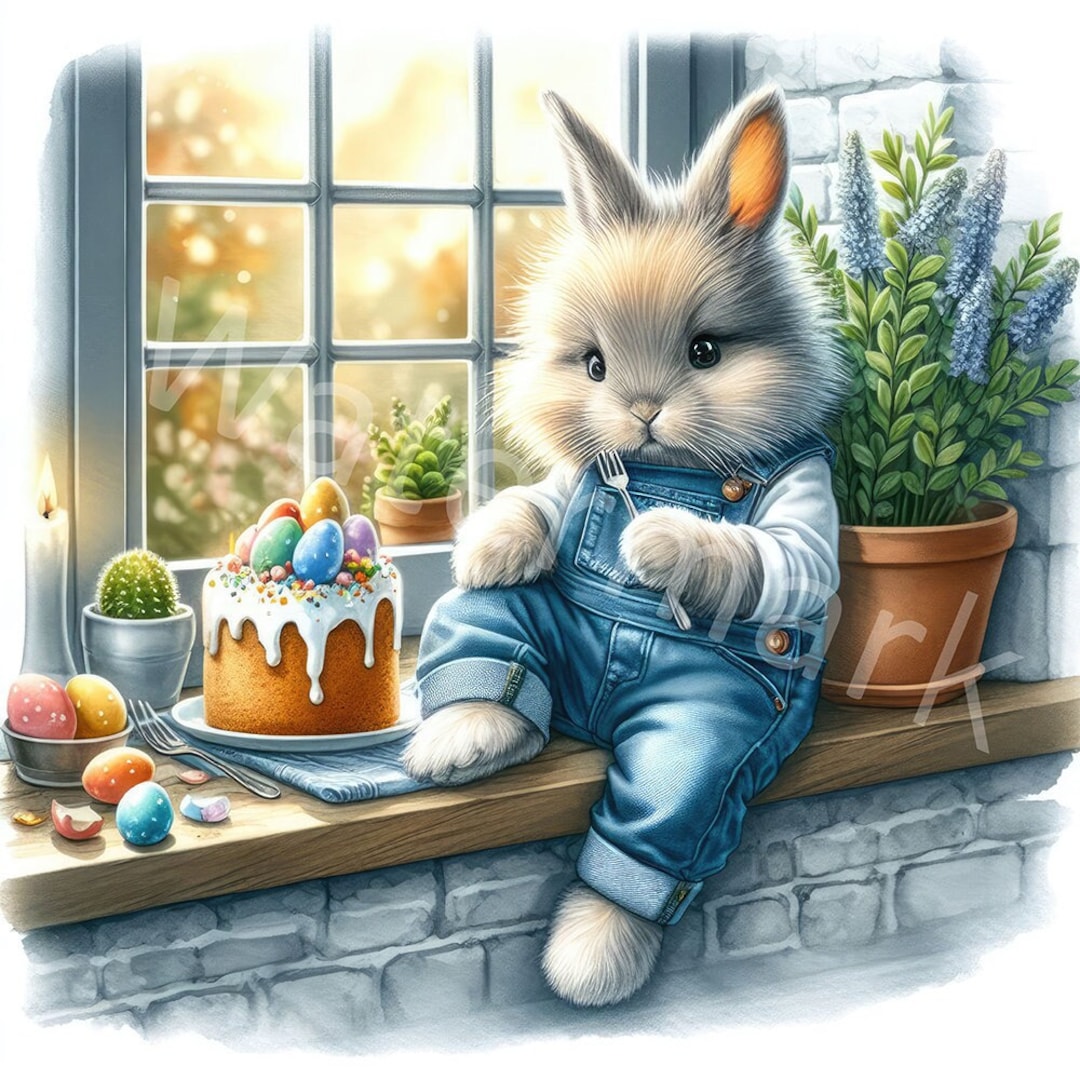 Easter Bunny Clipart, 12 JPG, Digital Download, Scrapbooks,junk Journal ...