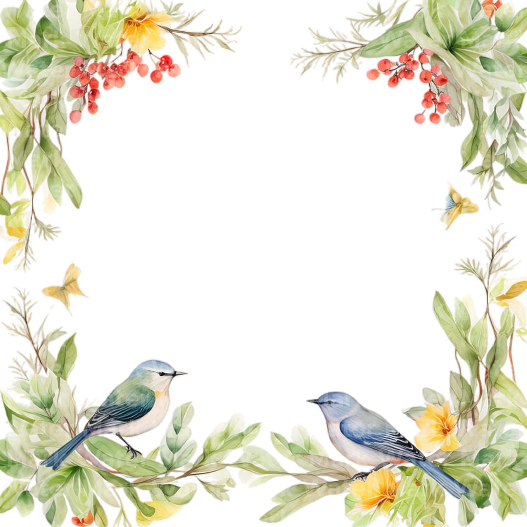Watercolor Birds Frame Clipart, 10 JPG, Digital Paper Crafts, Frame ...