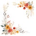 Watercolor Flower Frame Clipart: Autumn Floral Border (digital Download ...