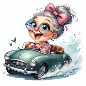 Funny Old Ladies Clipart, 11 JPG, People Clipart, Grandma Driver ...