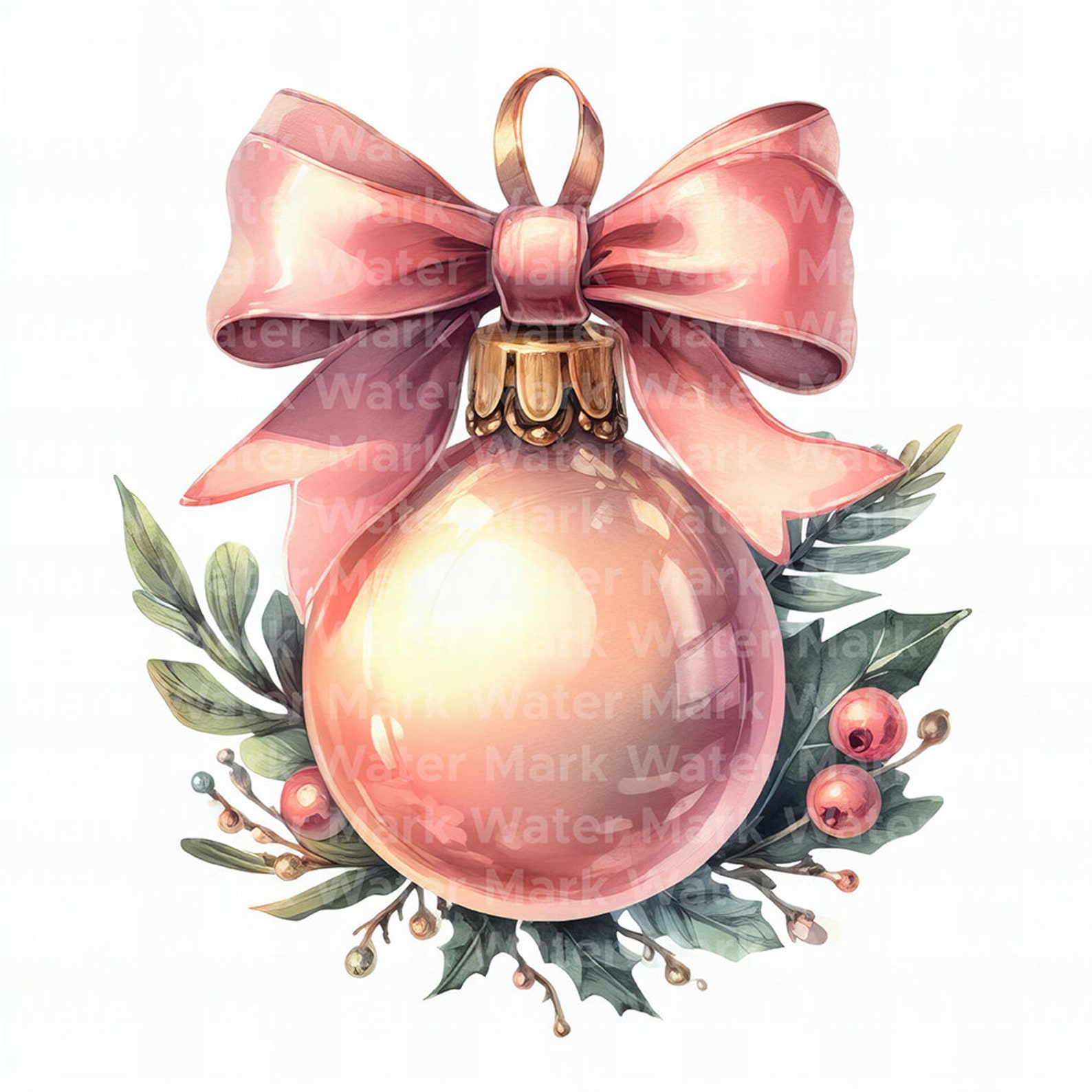 Christmas Tree Baubles Clipart, 12 JPG, Watercolor Clipart, Card Making ...