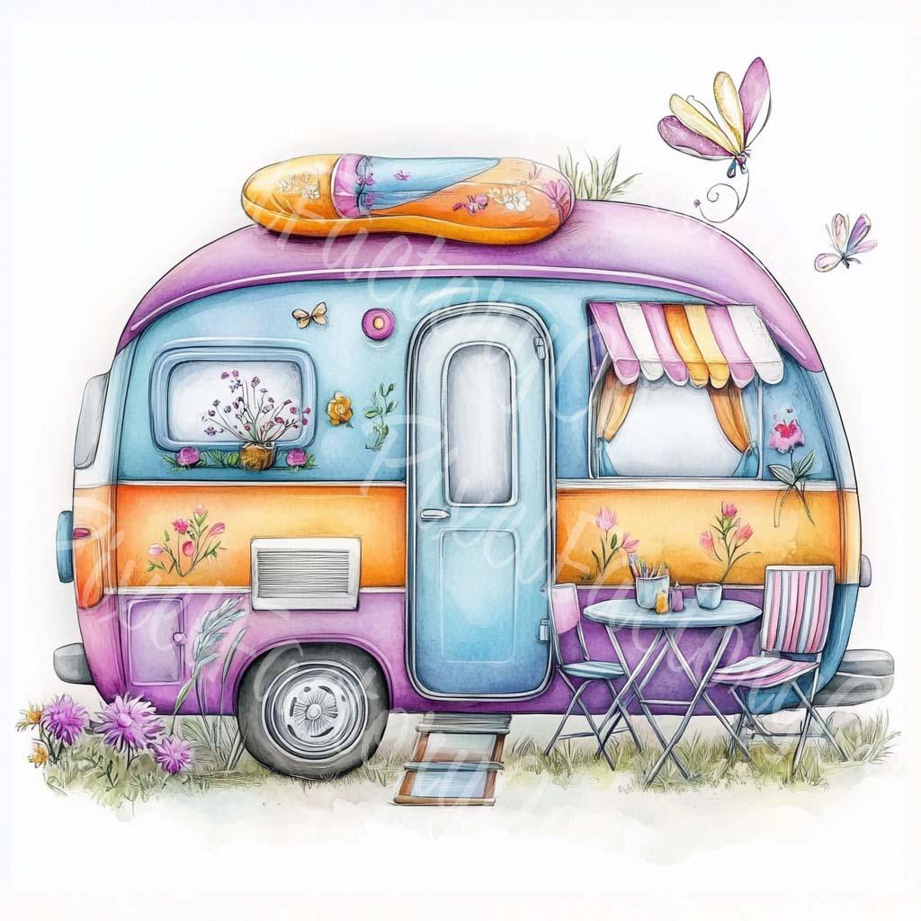 Vintage Camper Clipart: Retro Summer Trailer Art (digital Download) - Etsy