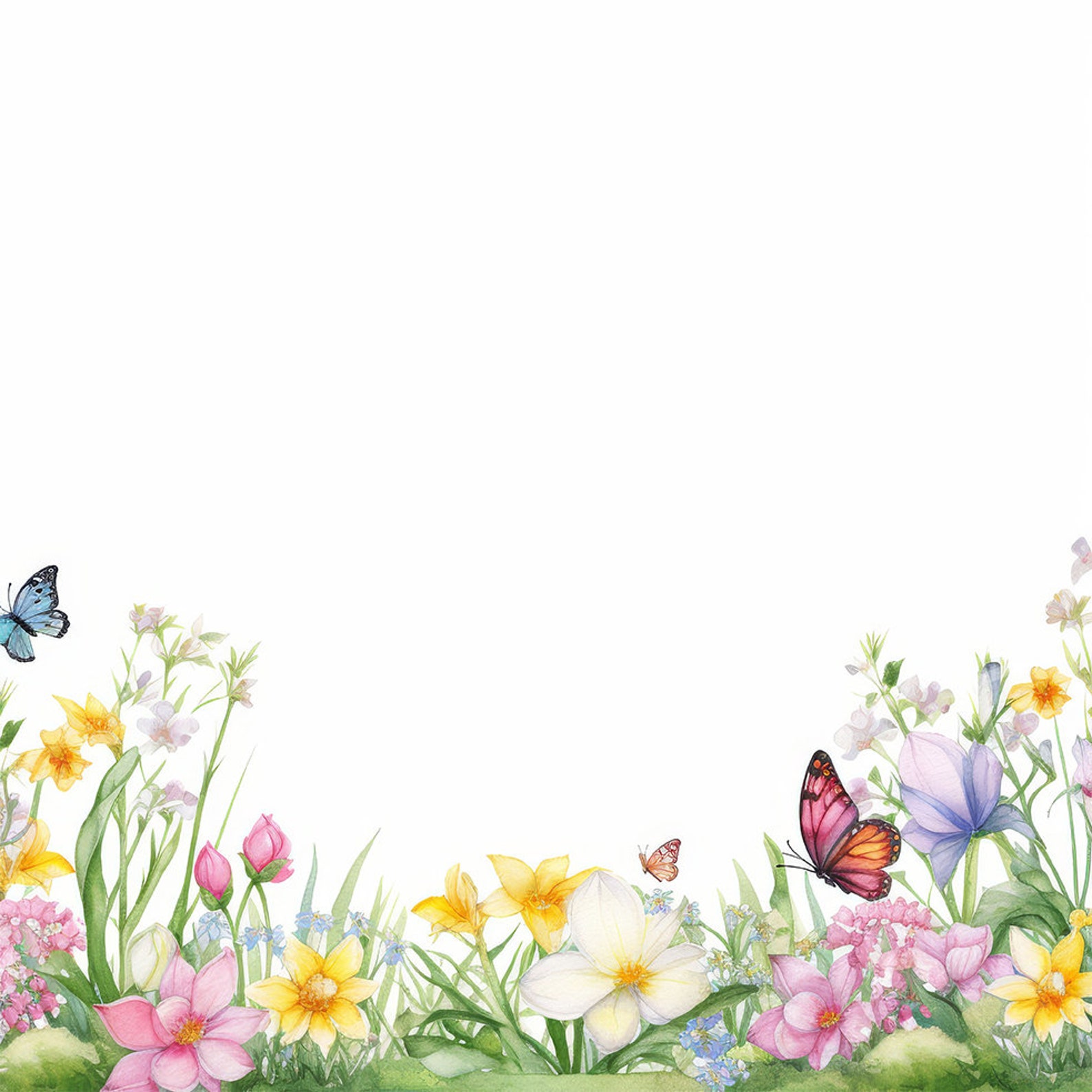 Border Spring Flowers Clipart, 12 JPG, Digital Download, Digital Paper ...