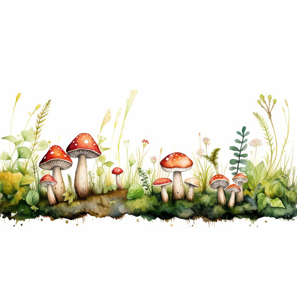 Mushroom Border Clipart, 12 JPG, Digital Download, Digital Paper Crafts ...