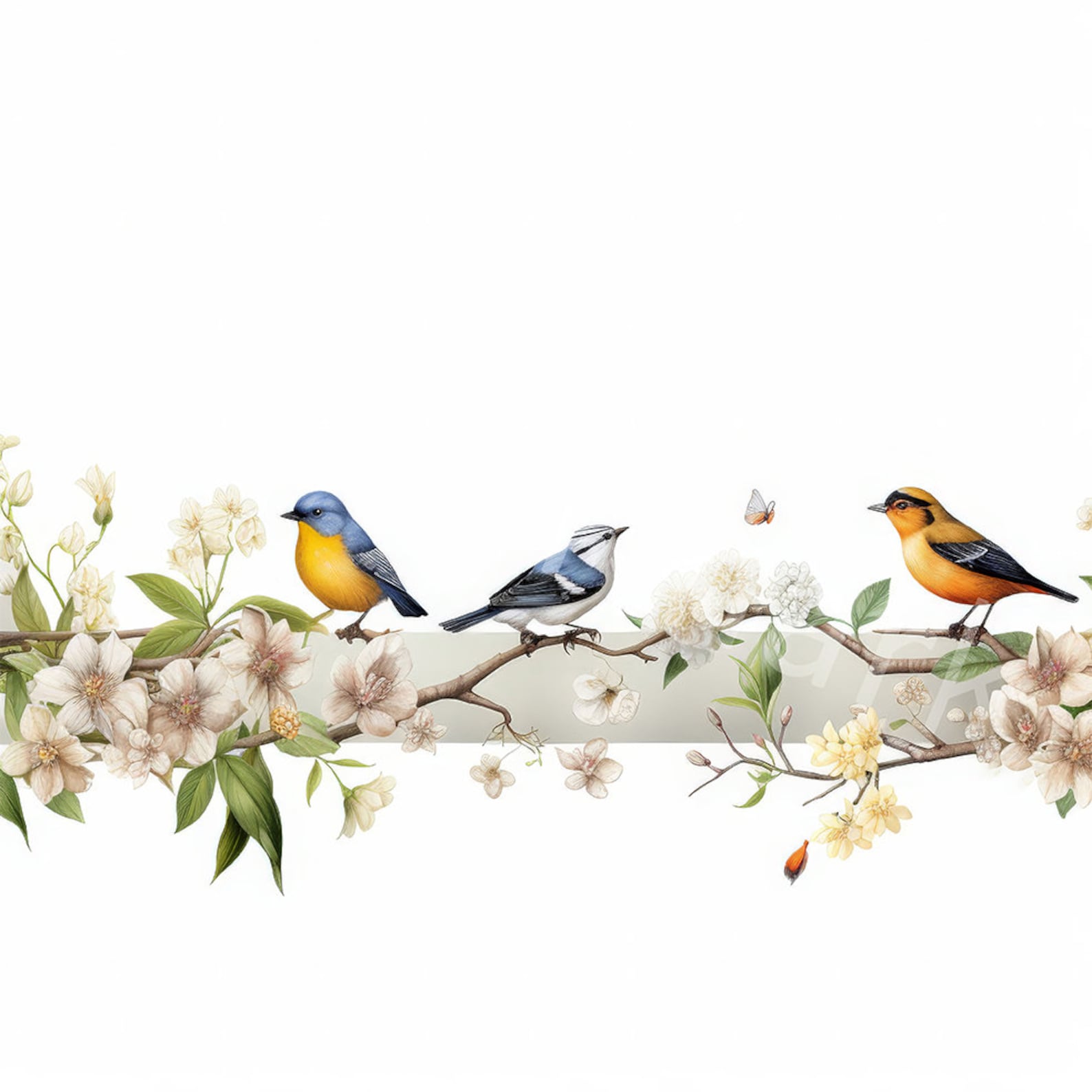 Watercolor Birds Border Clipart, 13 JPG, Digital Download, Digital ...