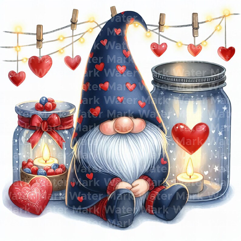 Valentine's Day Gnome Clipart, 13 JPG, Digital Download, Gnome With ...