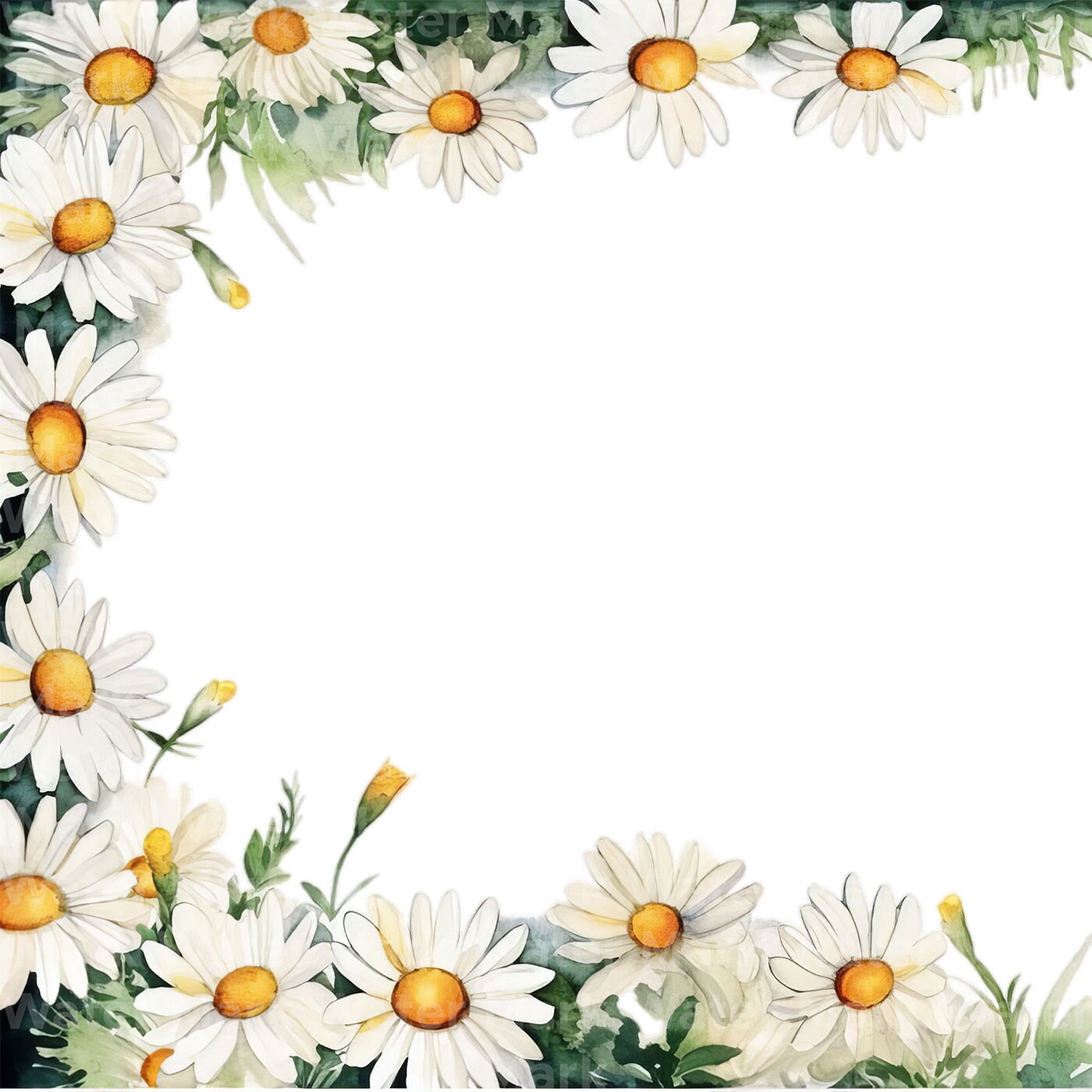 Watercolor Daisies Frame Clipart, 14 JPG, Digital Paper Crafts, Frame ...