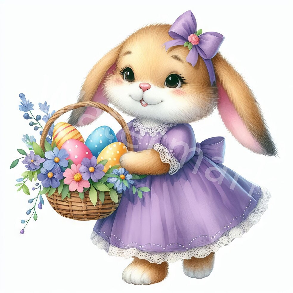 Easter Bunny Clipart, 12 JPG, Digital Download, Scrapbooks,junk Journal ...