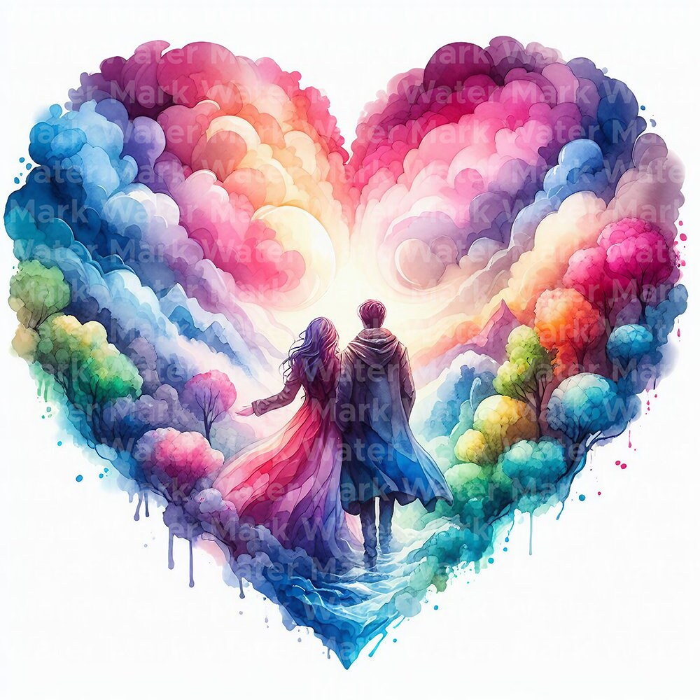 Valentines Day Heart Clipart, 12 Jpg, Couple in Love, Digital Download ...