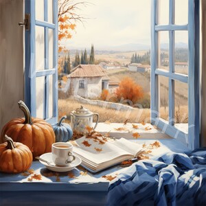 Autumn Window Watercolor Clipart: Fall Landscape (digital Download) - Etsy