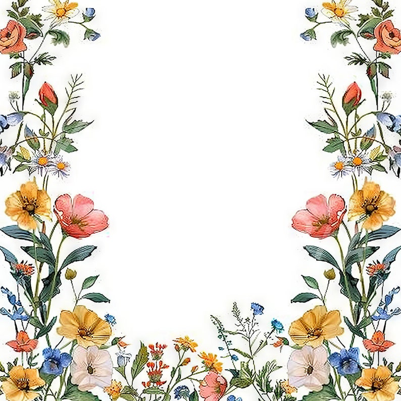 Watercolor Flower Frame Clipart: Floral Card Making (JPG Digital ...