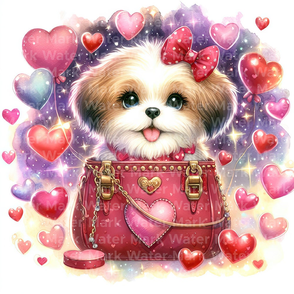 Valentine's Day Dog Clipart, 12 JPG, Digital Download, Dog With Heart ...