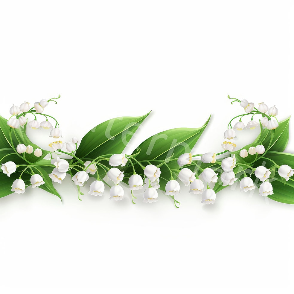 Lily of the Valley Flowers Border Clipart, 12 JPG, Digital Download ...