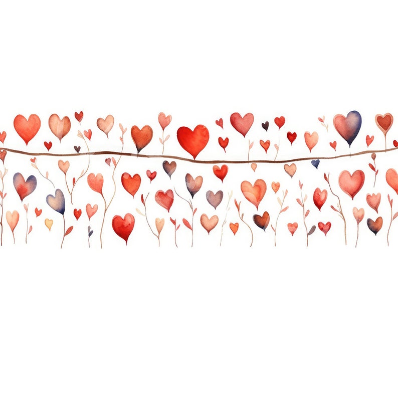 Watercolor Valentine's Day Heart Borders Clipart (digital Download) - Etsy