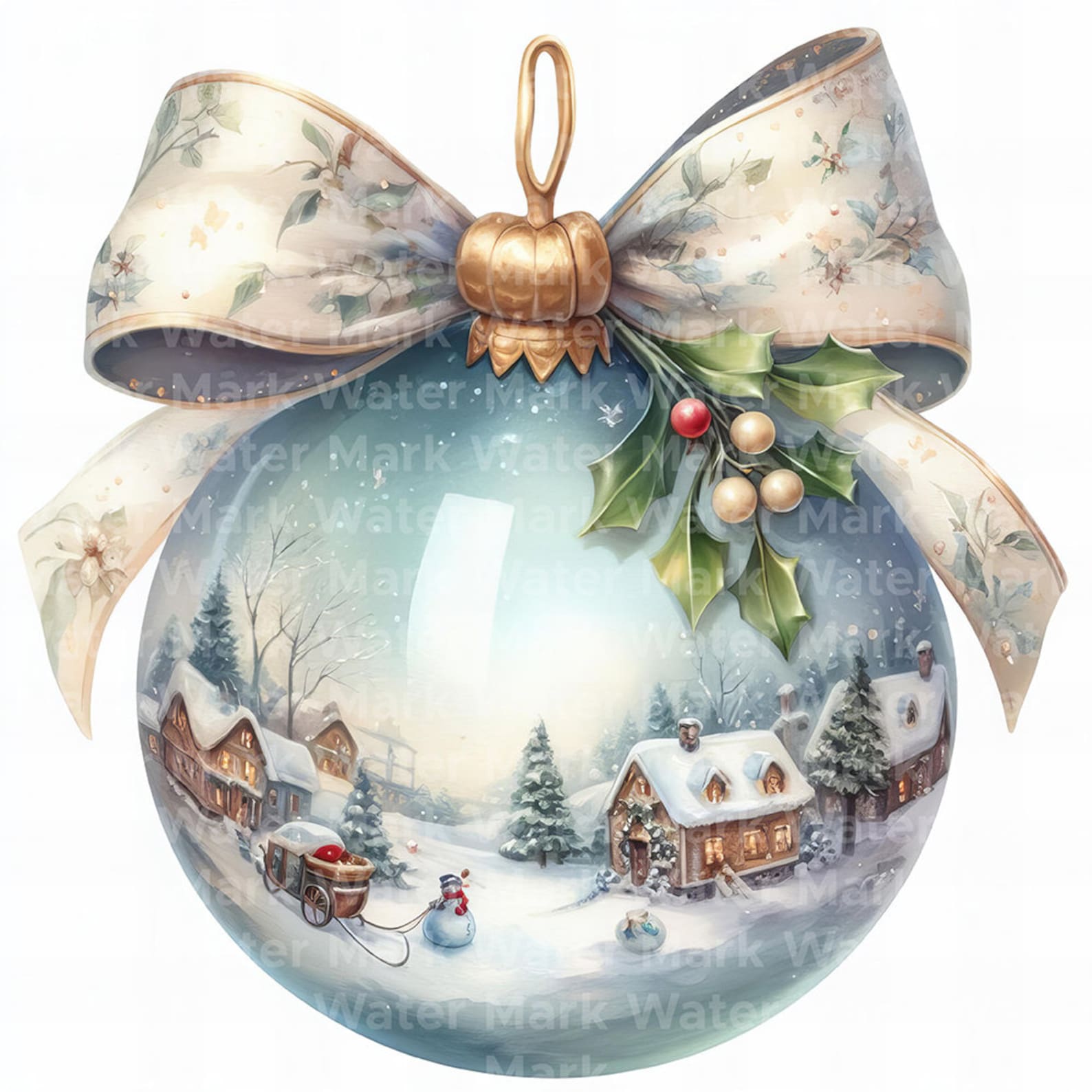Christmas Tree Baubles Clipart, 12 JPG, Watercolor Clipart, Card Making ...