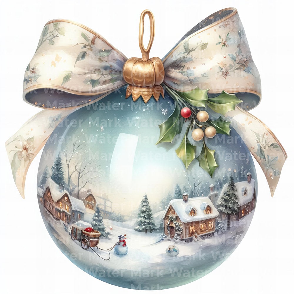 Christmas Tree Baubles Clipart, 12 JPG, Watercolor Clipart, Card Making ...
