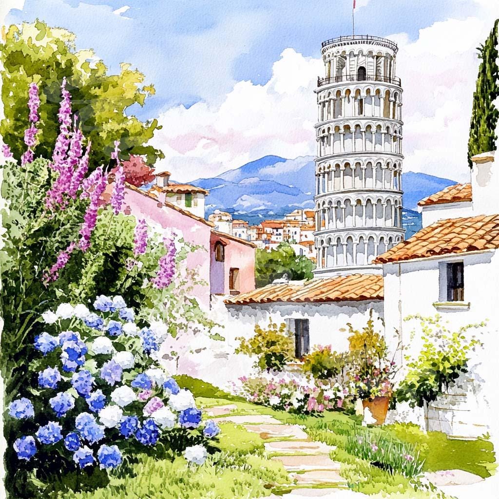 Watercolor Spring in Paris Clipart: European Landmarks (digital ...