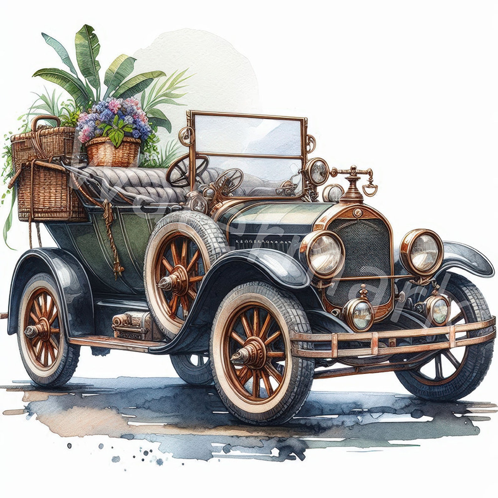 Watercolor Cars Clipart, 12 JPG, Digital Download, Vintage Car,wall Art ...