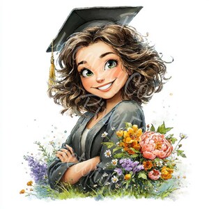 Graduation Girl Clipart Bundle: JPG Images for Planner Stickers ...