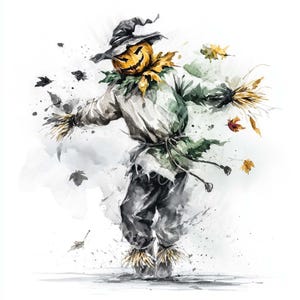 Fall Scarecrow Clipart: Autumn Harvest Art (digital JPG Download ...
