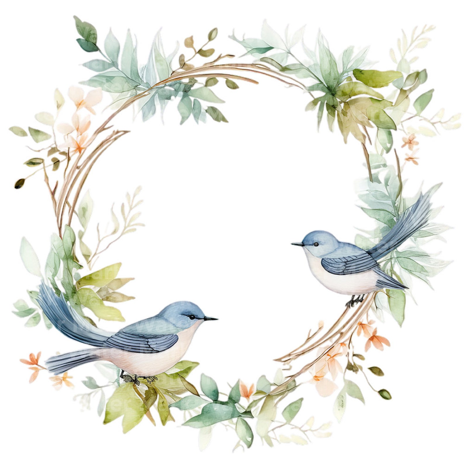 Watercolor Birds Frame Clipart, 10 JPG, Digital Paper Crafts, Frame ...