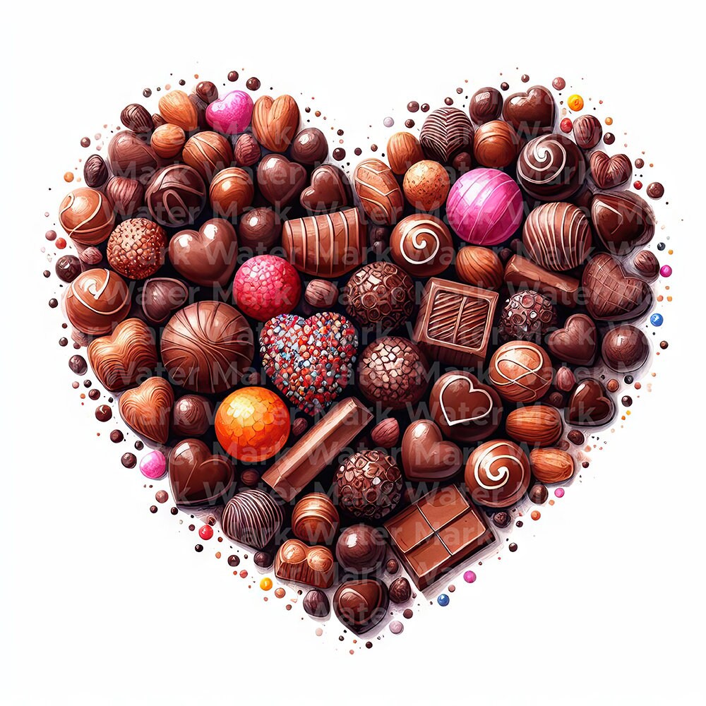 Valentine's Day Heart Clipart, 12 JPG, Digital Download, Chocolate ...
