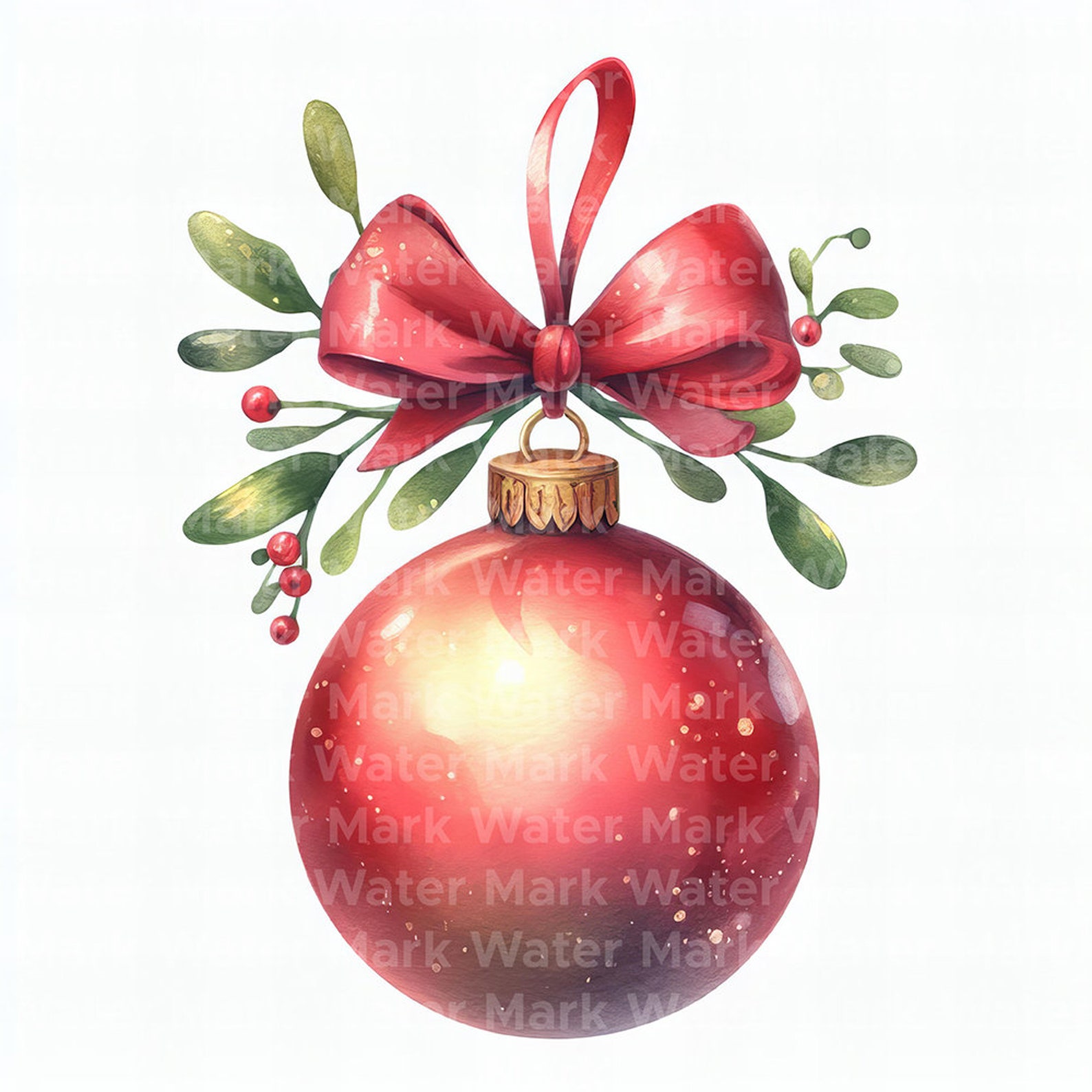 Christmas Tree Baubles Clipart, 12 JPG, Watercolor Clipart, Card Making ...