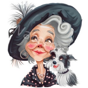 Elegant Old Lady Clipart, 12JPG, Modern Grandma Clipart, Elderly People ...
