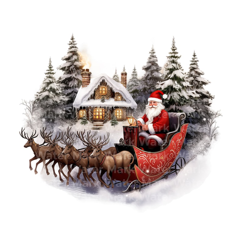 Christmas House Watercolor Clipart 12 JPG Winter Hous - Etsy