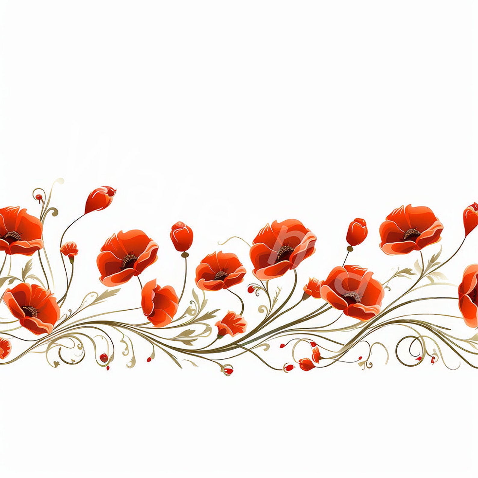 Watercolor Poppies Border Clipart: Floral Frames, Card Making (digital ...
