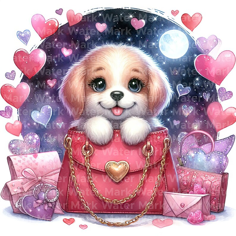 Valentine's Day Dog Clipart, 12 JPG, Digital Download, Dog With Heart ...