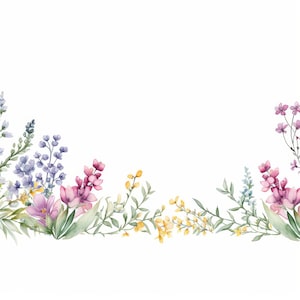 Watercolor Flower Border Clipart: Floral Frame Graphics (digital ...
