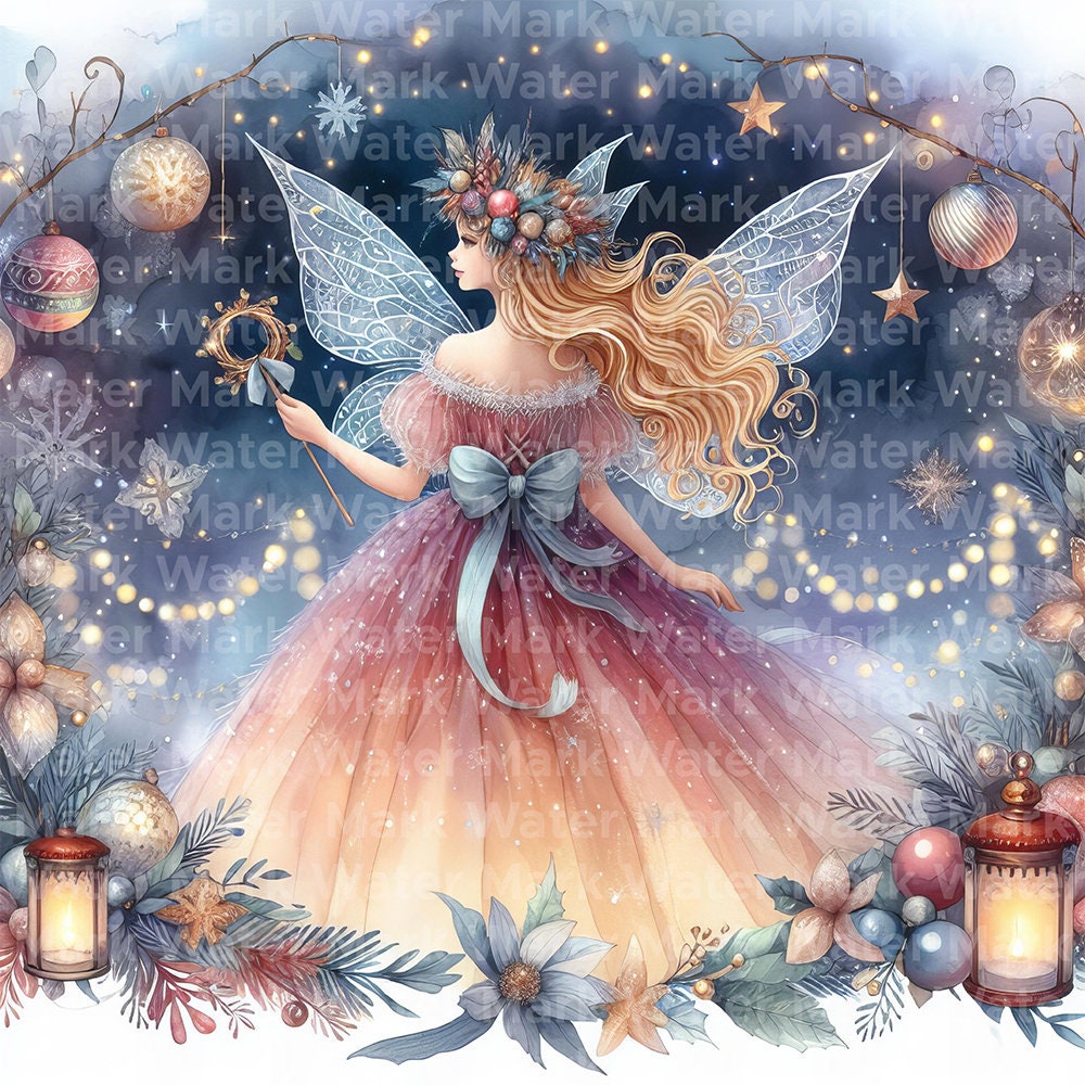 Christmas Fairy Clipart: Watercolor Winter Holiday JPG (digital ...