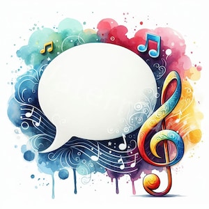 Watercolor Music Notes Clipart Treble Clef Clipart 12JPG Digital ...