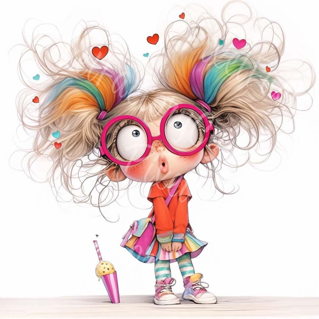 Girl Ice Cream Clipart, Funny Character Art (digital Download) - Etsy