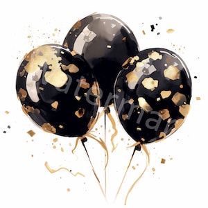 Watercolor Birthday Balloons Clipart: Kids Party Graphics (digital ...