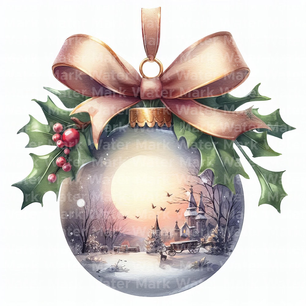 Watercolor Christmas Baubles Clipart: Holiday Decorations (digital ...