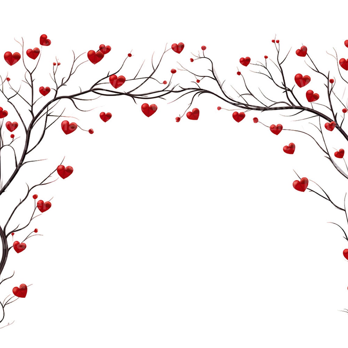 Valentine's Day Hearts Frame Clipart: Watercolor Style (digital ...