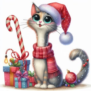 Christmas Quirky and Funny Cats Clipart, 12 JPG, Digital Download Kids ...