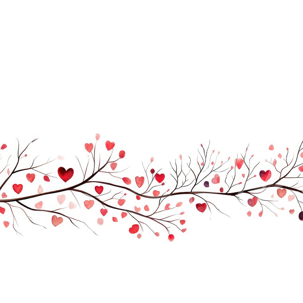 Watercolor Valentine's Day Heart Borders Clipart (digital Download) - Etsy