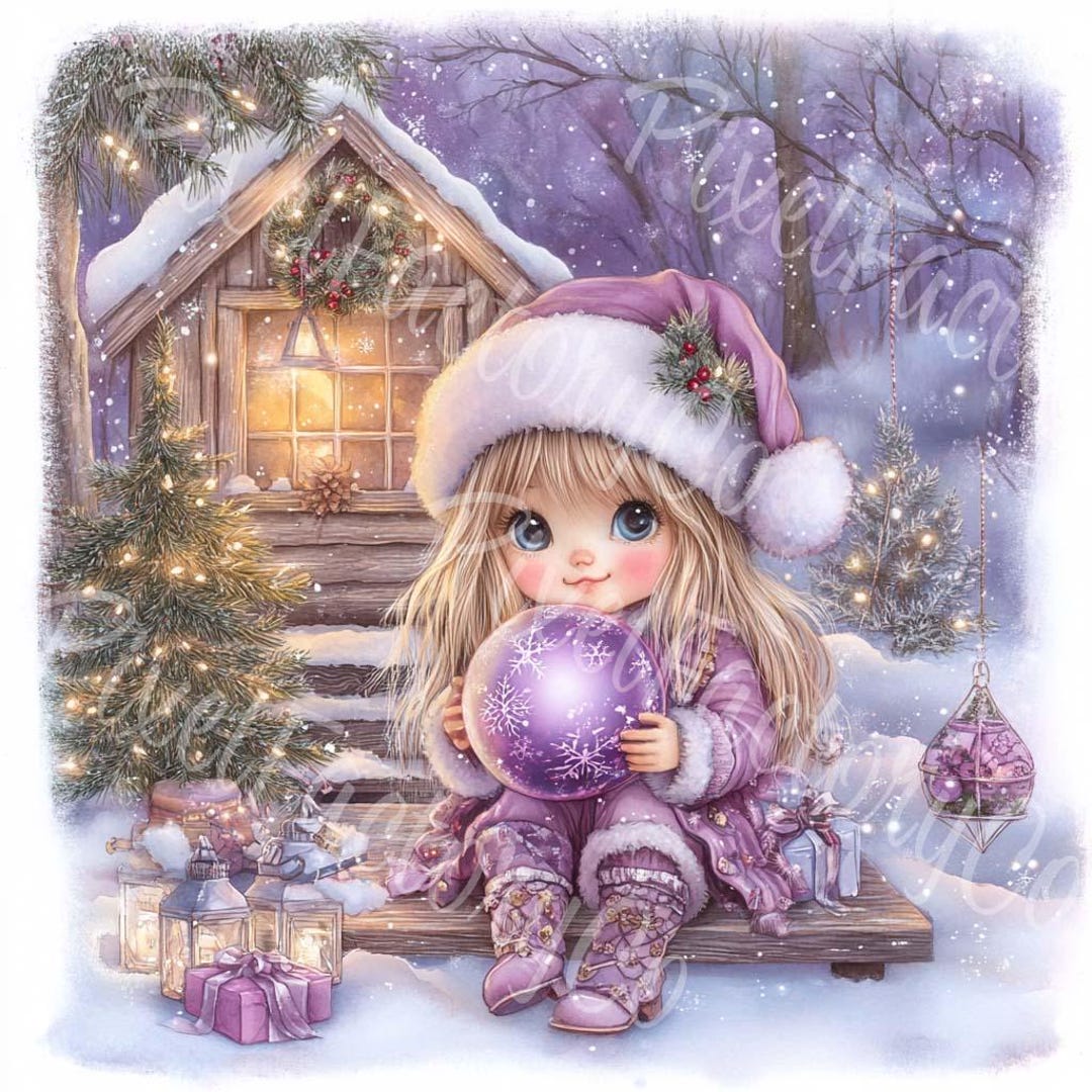 Winter Girl Clipart, Christmas, Printable for Cards, Scrapbooking, Junk ...
