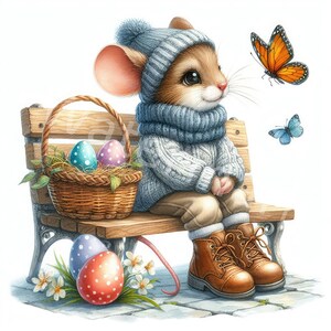 Easter Mouse Clipart, 12 JPG, Digital Download, Scrapbooks,junk Journal ...