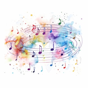 Watercolor Music Notes Clipart, 14 JPG, Digital Download, Digital Paper ...