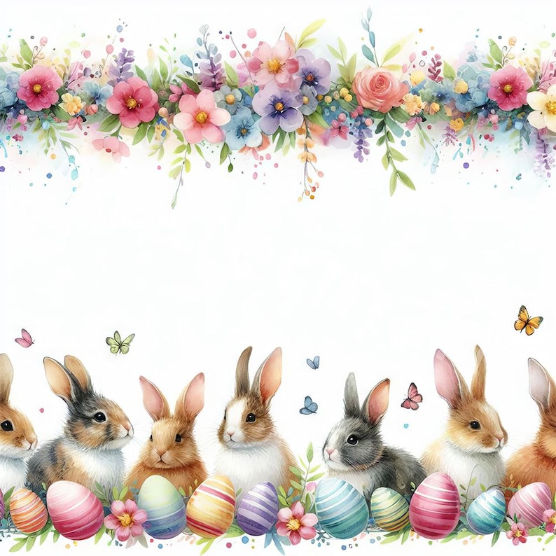 Watercolor Easter Borders Clipart, Floral Frames (digital Download, 11 ...