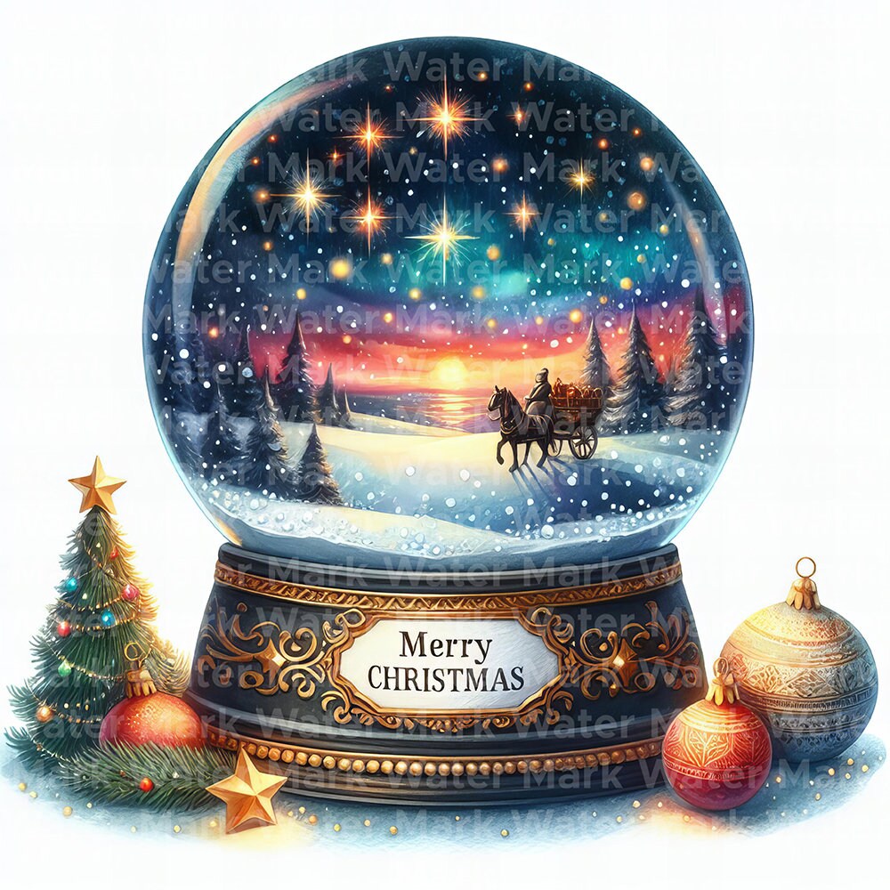 Christmas Snow Globe Clipart, 13 Jpg, Digital Download, Card Making ...