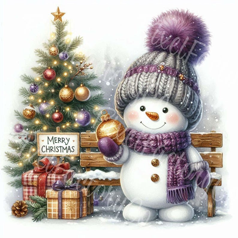 Christmas Snowman Clipart for Card Making, Cute Winter Holiday Digital ...